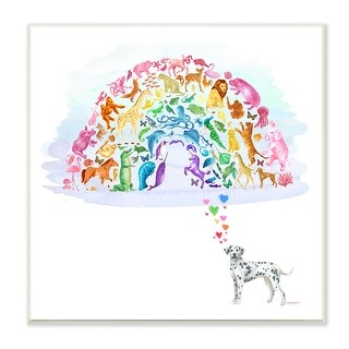 Stupell Bright Rainbow Animals Dalmatian Dream Arch Shape Wood Wall Art ...