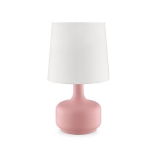 HomeRoots 17" Pink Metal Bedside Table Lamp With White Shade - 10 - Bed ...