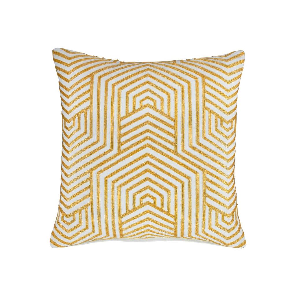 Adrik Golden Yellow Geometric Patterned Contemporary Accent Pillow ...