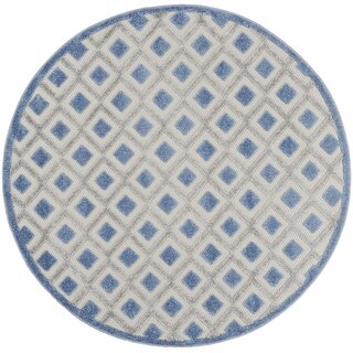 5' Round Blue and Gray Indoor Outdoor Area Rug - 3'6" - Bed Bath ...