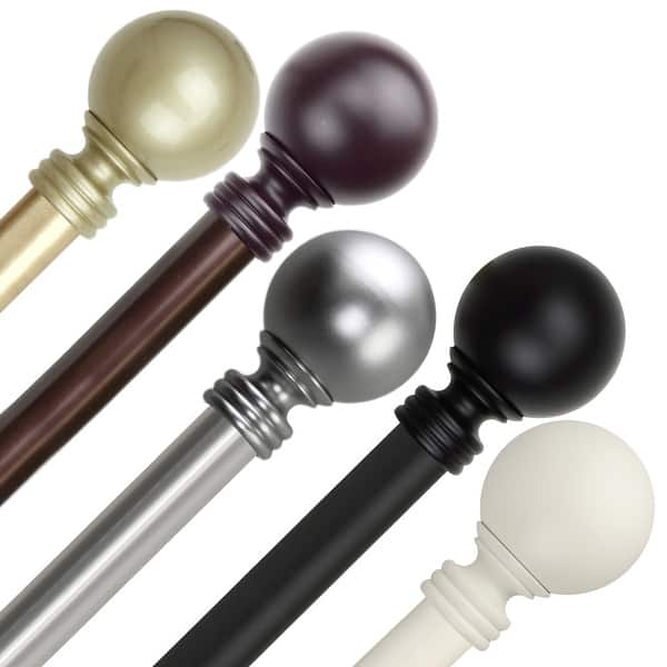 InStyleDesign Pellet 1 inch Diameter Adjustable Curtain Rod - White ...