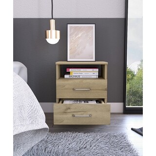 2-Drawers 1-Open Shelf Bedside Table, Modern Bed Console table - Bed ...