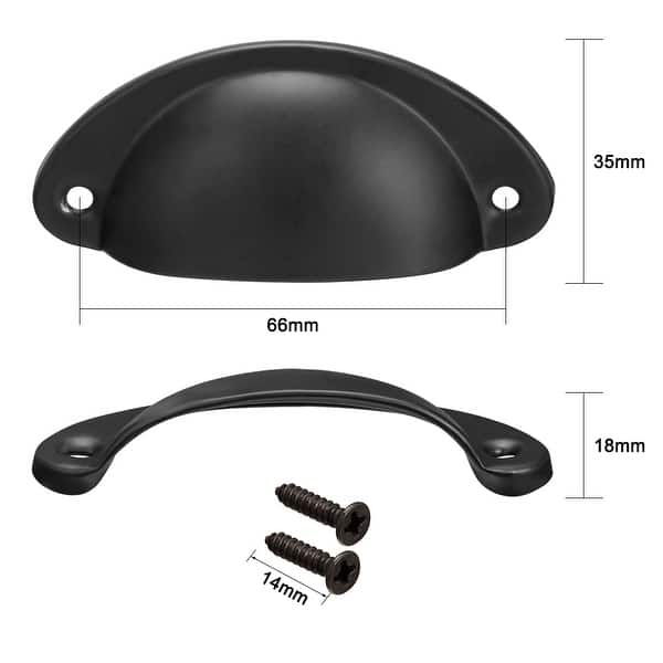 Cup Drawer Pull Kitchen Cabinet Handle 66mm Hole Centers 10pcs - Black ...