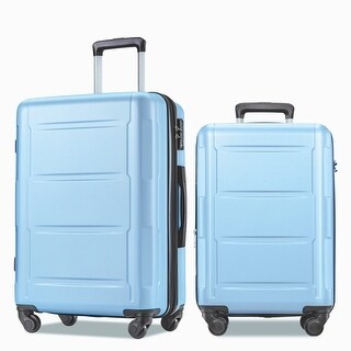 Featherweight 2 Piece Luggage Set ABS Suitcases w/ TSA Lock,Light Blue ...