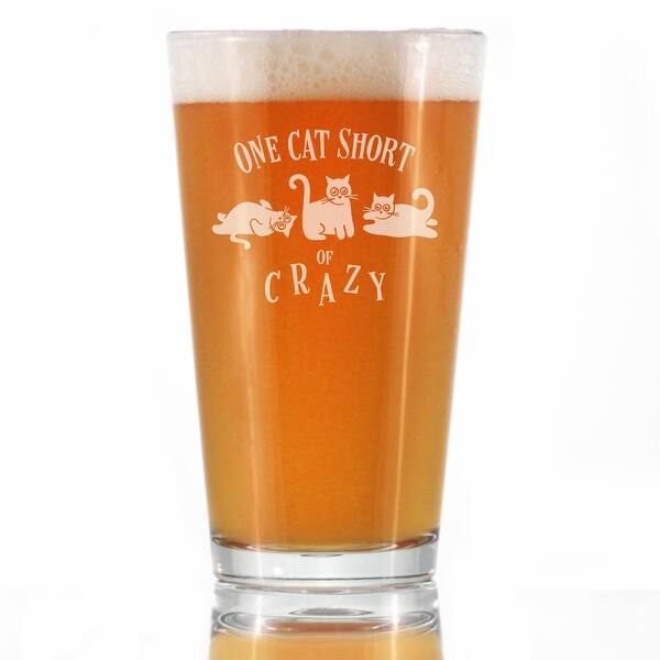 Crazy Cat - Beer Pint Glass - Funny Cat Gifts - 16 Ounce - Bed Bath ...