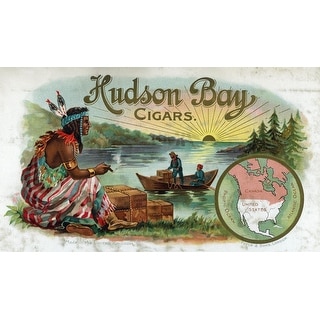 Hudson Bay Cigar - Native American - Vintage Label (100% Cotton Towel ...