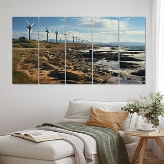 Designart "Wind Turbines Coastal Propellers II" Landscapes Metal Art ...