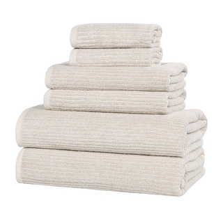 Blue Nile Mills Cotton Blend Medium Weight Solid Ribbed Design 6 Piece ...