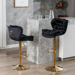 Swivel Bar Stools Set of 2,Velvet Counter Height Adjustable Barstools ...