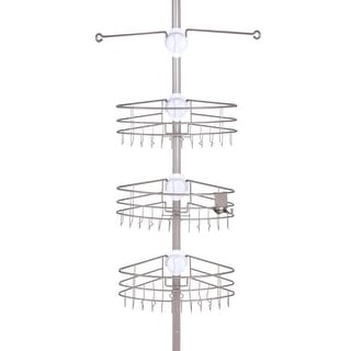 Kenney 3-Tier Spring Tension EasySlide Adjustable Shower Corner Pole ...
