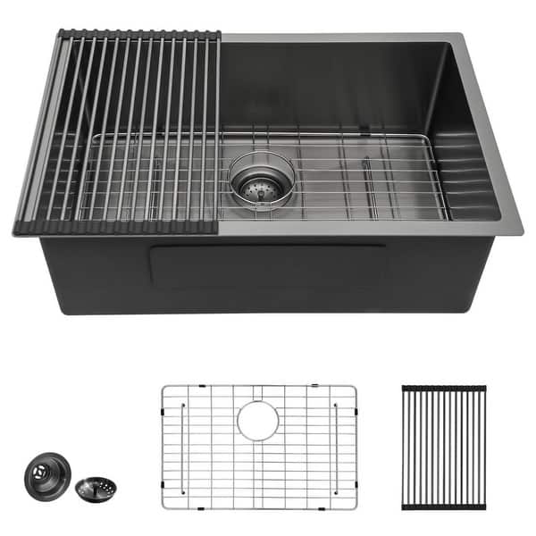 Lordear 28 inch Undermount Kitchen Sink Gunmetal Black Stainless Steel ...