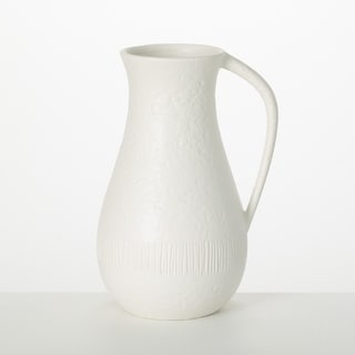 Sullivans 10" White Chiffon Stone Pitcher - 7"L x 5.75"W x 10"H - Bed ...