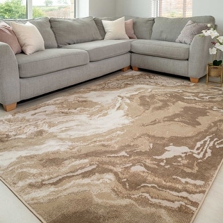 Kukoon Beige Neutral Contemporary Distressed Rug - Bed Bath & Beyond ...
