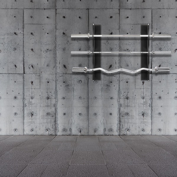 Olympic Barbell Rack Holder, Weight Bar Storage Wall Mount, Hold 3 Bars ...