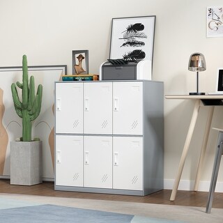 6 Doors Metal Storage Cabinet,Steel Locker with Card Slot - Bed Bath ...
