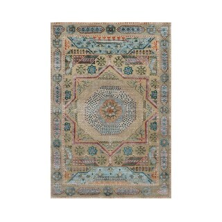 Shahbanu Rugs Tortilla Brown Mamluk Design with Star Medallion Natural ...