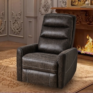 Faux Leather Swivel Glider Rocker Recliner with Footrest for Living ...
