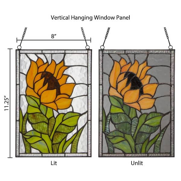 Single Sunflower River of Goods Stained Glass Vertical Window Panel ...