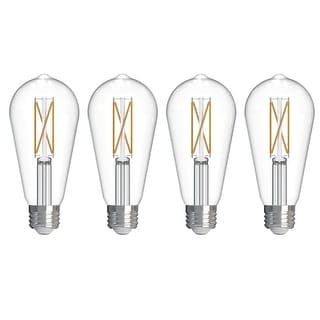 Bulbrite LED Filament Pack of 4, 7.6 Watt Dimmable ST18 Light Bulb with Clear Finish and Medium ...