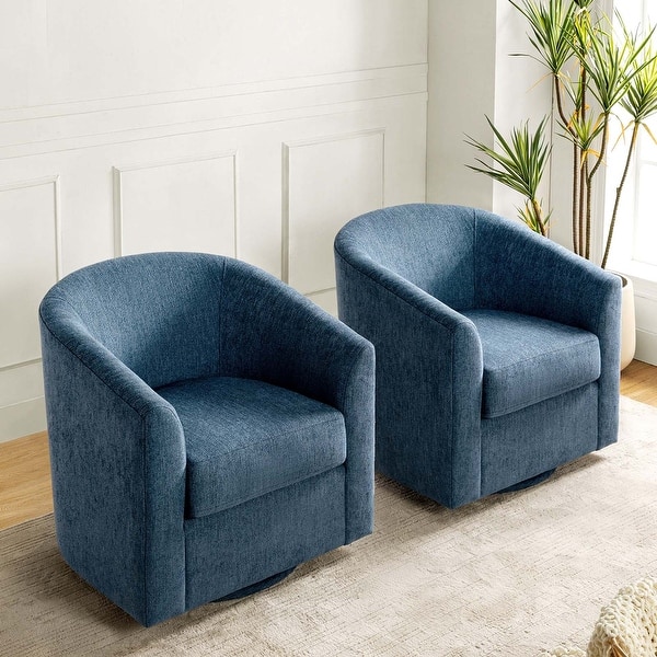 Cuenca Modern Upholstered Barrel Chair with Swivel Base Set of 2 - On ...