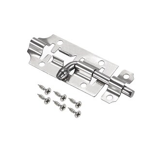 Door Slide Latch Lock 3-inch L-Shaped Polished Finish Security Barrel ...