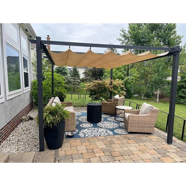 PURPLE LEAF Gazebo 12' X 16' Outdoor Retractable Modern Large Size ...