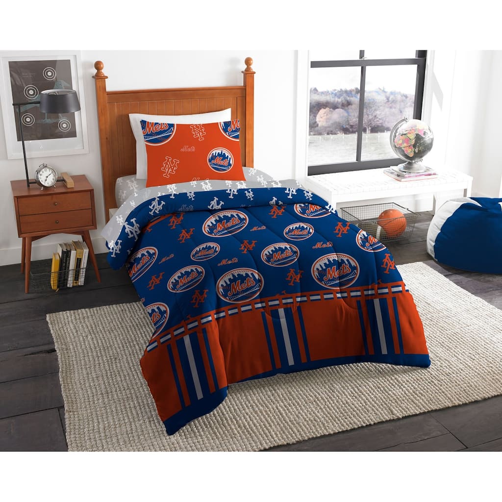 MLB New York Mets Rotary 4-piece Twin Bed in a Bag Set - Overstock ...