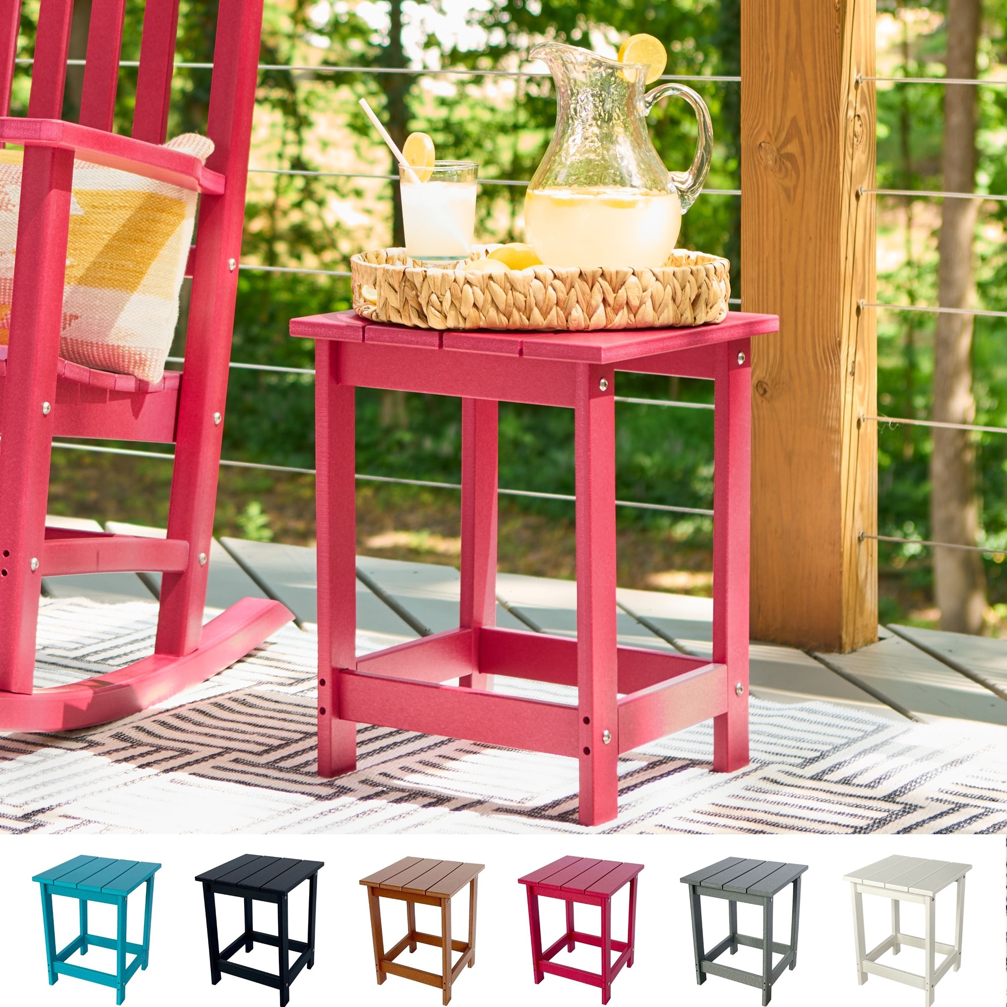 Polytrends Shoreside HDPE Eco-Friendly All Weather Square Modern 18 ...