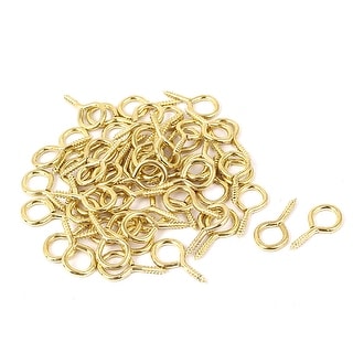 Garden Vine Wire 2.3mm Thread Dia Eyelet Screw Eye Hook 50pcs - Gold ...