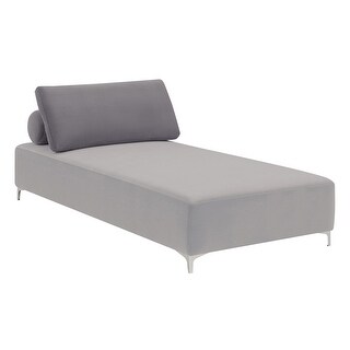 78 Inch Accent Chaise Bench With 2 Removable Pillows, Chrome, Gray ...