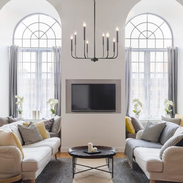 Modern Farmhouse 8-Light Black Chandelier French Country Candle Ceiling ...