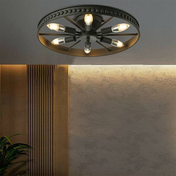 Wagon Wheel Ceiling Light Rustic Round Chandelier Lamp Fixture - 52 x ...