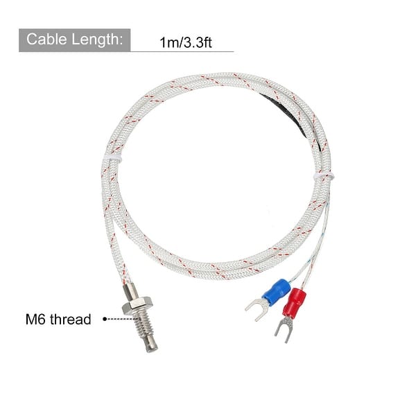 K Type Temperature Sensor 5pcs M6 Thermocouples 3.3ft 0 to 800°C(32 to ...
