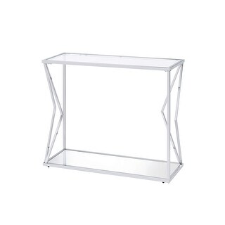 Clear Glass Sofa Table with 1 Tier Shelf Chrome Finish - Bed Bath ...
