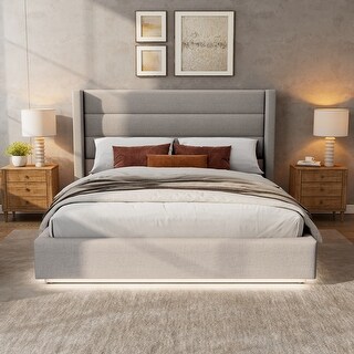 Queen Size LED Light Platform Bed, Grey - Bed Bath & Beyond - 42547298