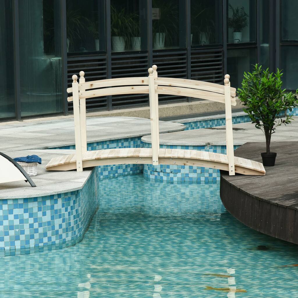 Outsunny 5 ft Wooden Garden Bridge Arc Stained Finish Footbridge with ...
