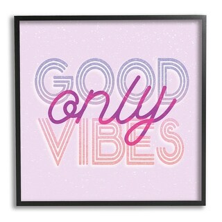Stupell Good Vibes Only Retro Text Framed Giclee Art, Design by Lil ...