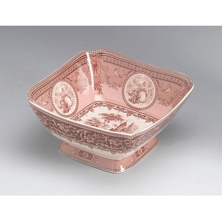Nathaly Porcelain Scene Square Serving Bowl, Dark Red - Bed Bath ...