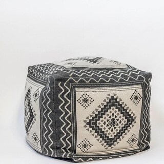 Black, Ivory And Gray Patterned Pouf Stool - Bed Bath & Beyond - 40299158