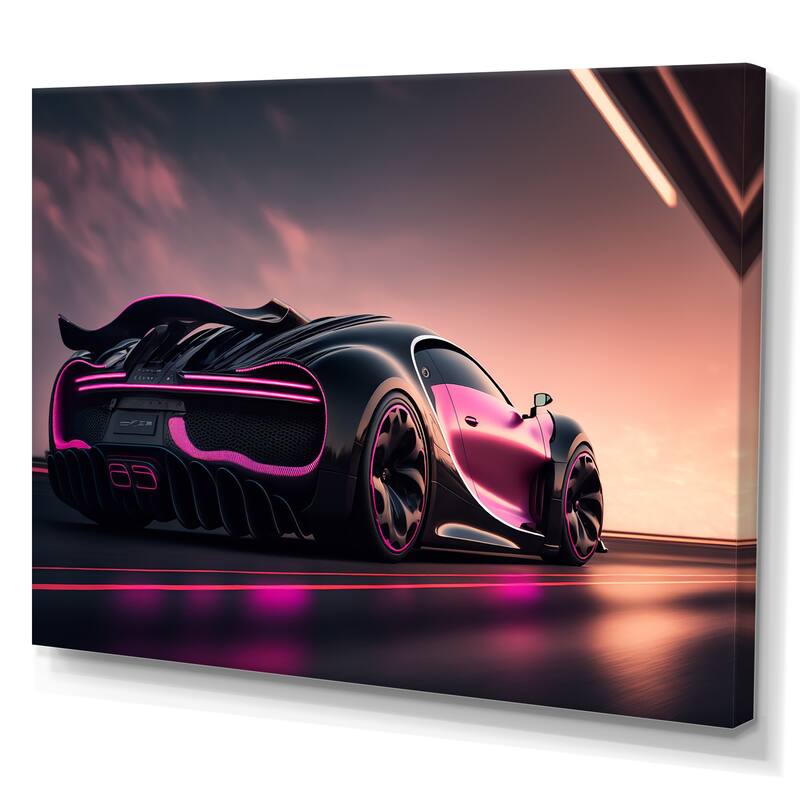 Designart "Visionary Bugatti Design In Black And Magenta I" Exotic Car ...