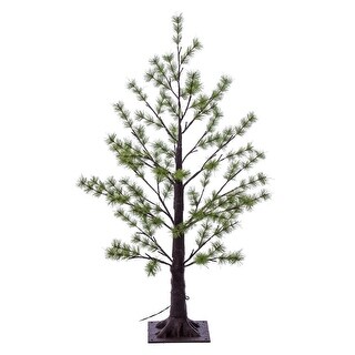 Vickerman 3' Green Mini Pine Twig Tree, Warm White 3mm Wide Angle LED ...