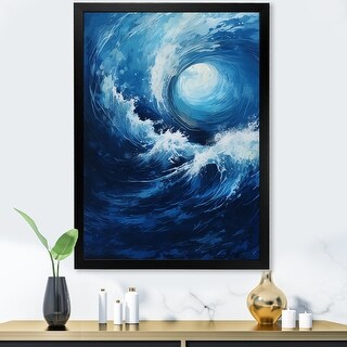 Designart "Tidal Twist Wave Vortex I" Abstract Spirals Framed Wall Art ...