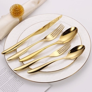 20 Pc Flatware Set with Wavy Handle - Bed Bath & Beyond - 42218233