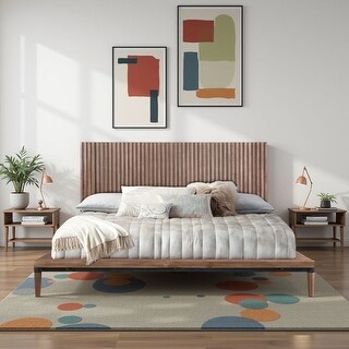 Tranquility Platform Bed, Minimal Assembly, Walnut Finish - Bed Bath ...