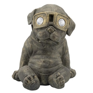 15 Inches Resin Slouching Dog Accent Decor with Solar Glasses - Antique ...