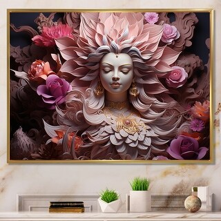 Designart "Devis Divine Dahlia Hinduism" Hinduism Framed Canvas Art ...
