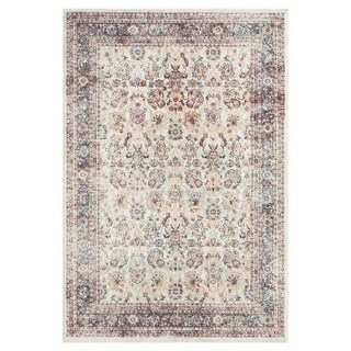 Addison Cream and Purple Multi-Color Distressed Rug - Bed Bath & Beyond ...