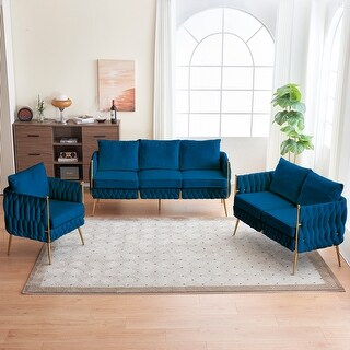 3-Piece Velvet Upholstered Handmade Woven Back Sofa Sets - Bed Bath ...