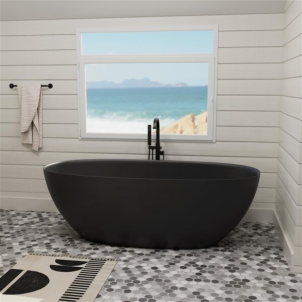 MEDUNJESS 69'' x 30'' Freestanding Soaking Solid Surface Bathtub - On ...