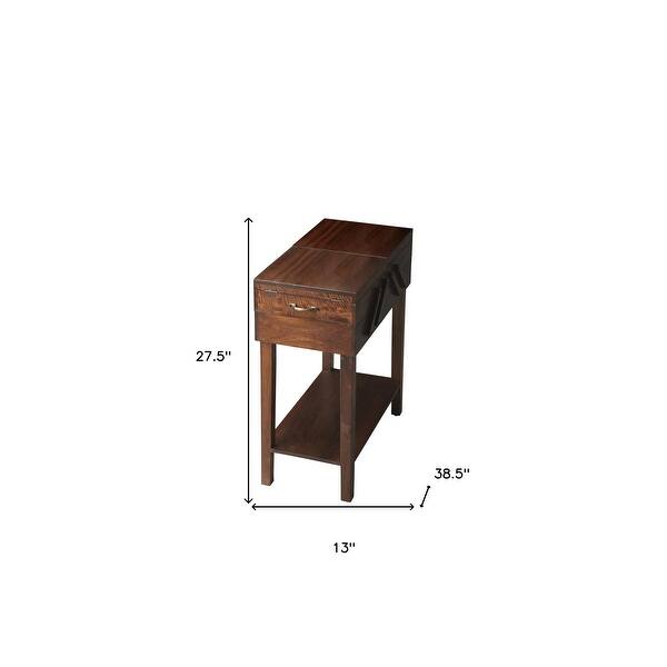 HomeRoots 28" Dark Brown Solid Wood Rectangular End Table With Drawer ...